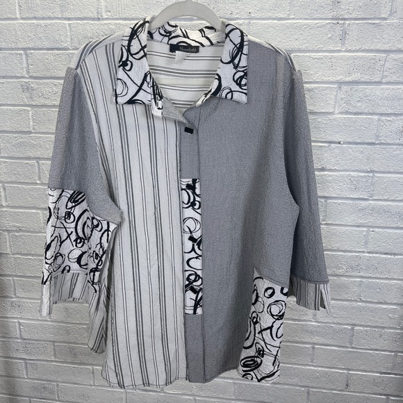 Moonlight | Tops | Moonlight Ys Fashion Patchwork Button Up Shirt ...